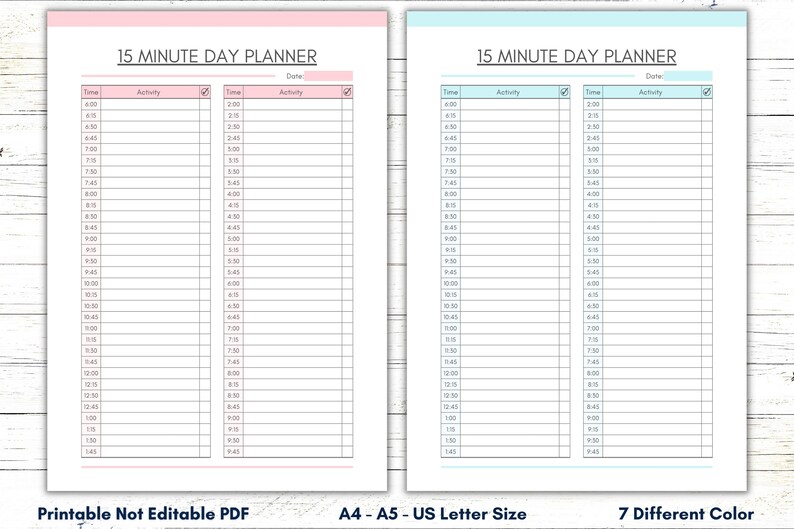 15 Minute Planner Printable, 15 Minutes Planner, 15 Minute Daily ...