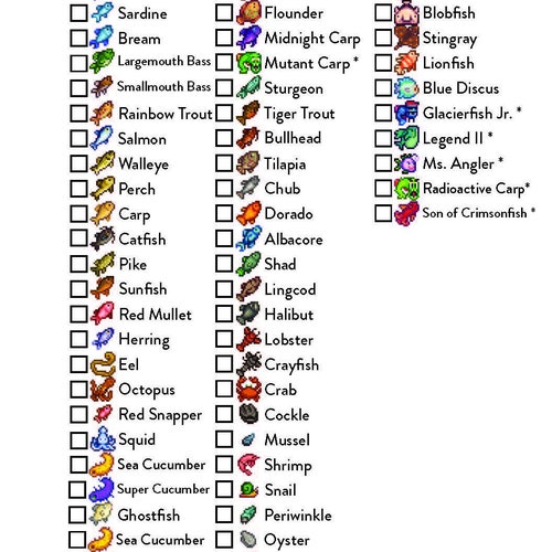 Printable Digital File Stardew Valley Tracker Shipping - Etsy