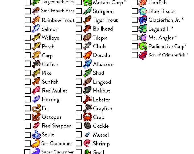 Printable Digital File Stardew Valley Tracker Crafting Collection Order ...