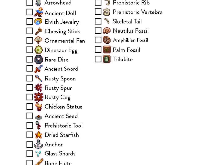 Printable Digital File Stardew Valley Tracker Crafting Collection Order ...