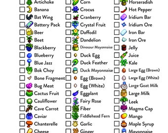 Printable Digital File Stardew Valley Tracker Shipping Collection Order ...