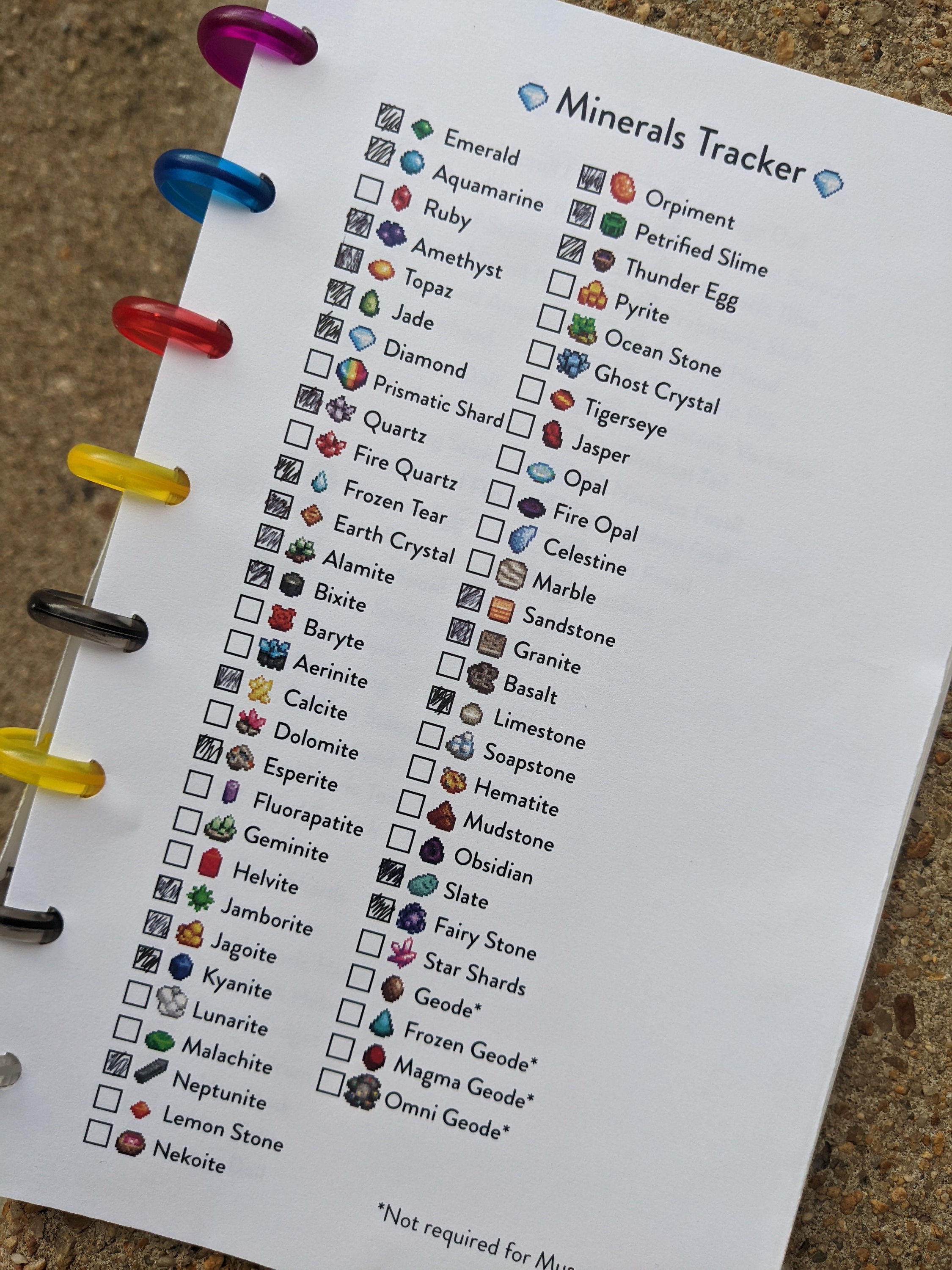 Printable Digital File Stardew Valley Tracker Artifact Collection Order ...