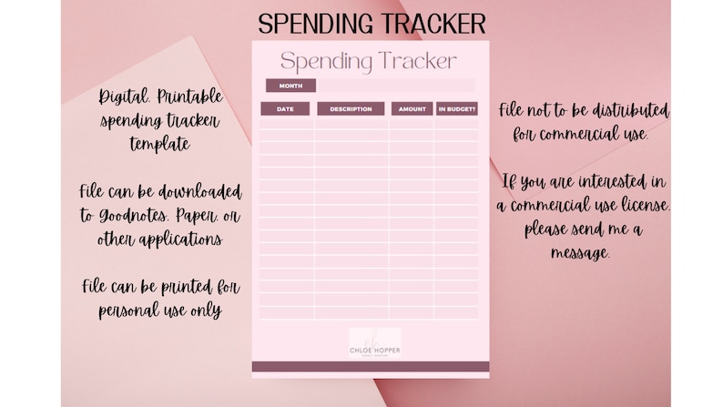 Spending Tracker Printable Template Personal Use Budget - Etsy