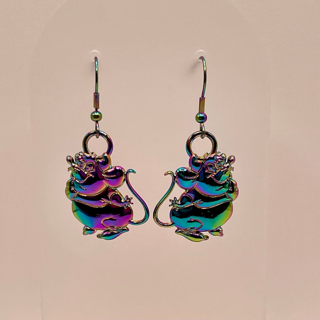 Cinderella Mouse Gus Inspired Fan Made Earrings Rainbow - Etsy