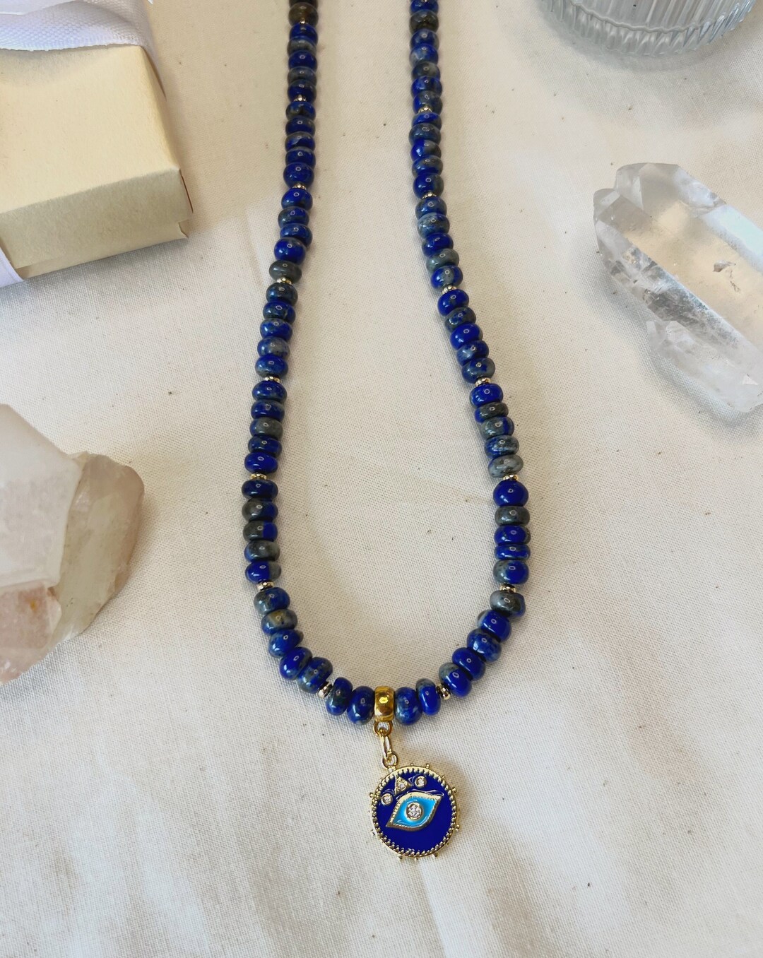 Evil Eye and Lapis Lazuli Protection Necklace High Quality, Natural ...