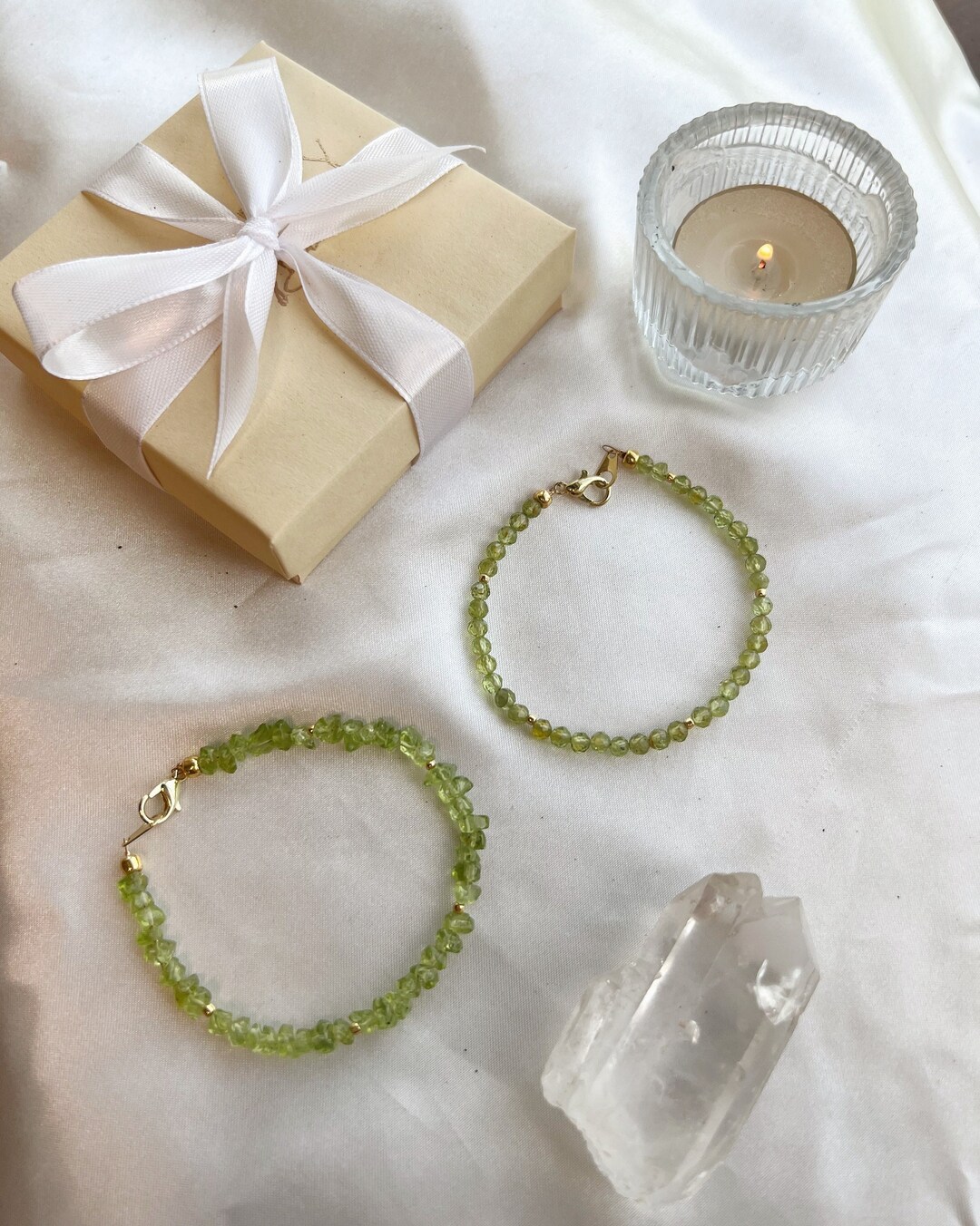 Peridot August Birthstone Crystal Bracelet - Choose Your Bead Type! - Etsy