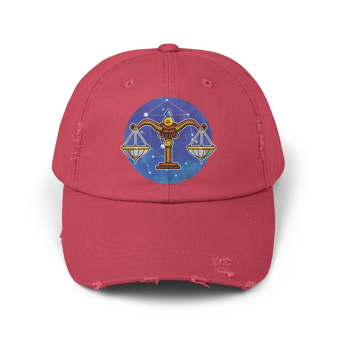 Libra Dad Hat: Distressed Cotton Twill, Zodiac Astrology Cap - Etsy