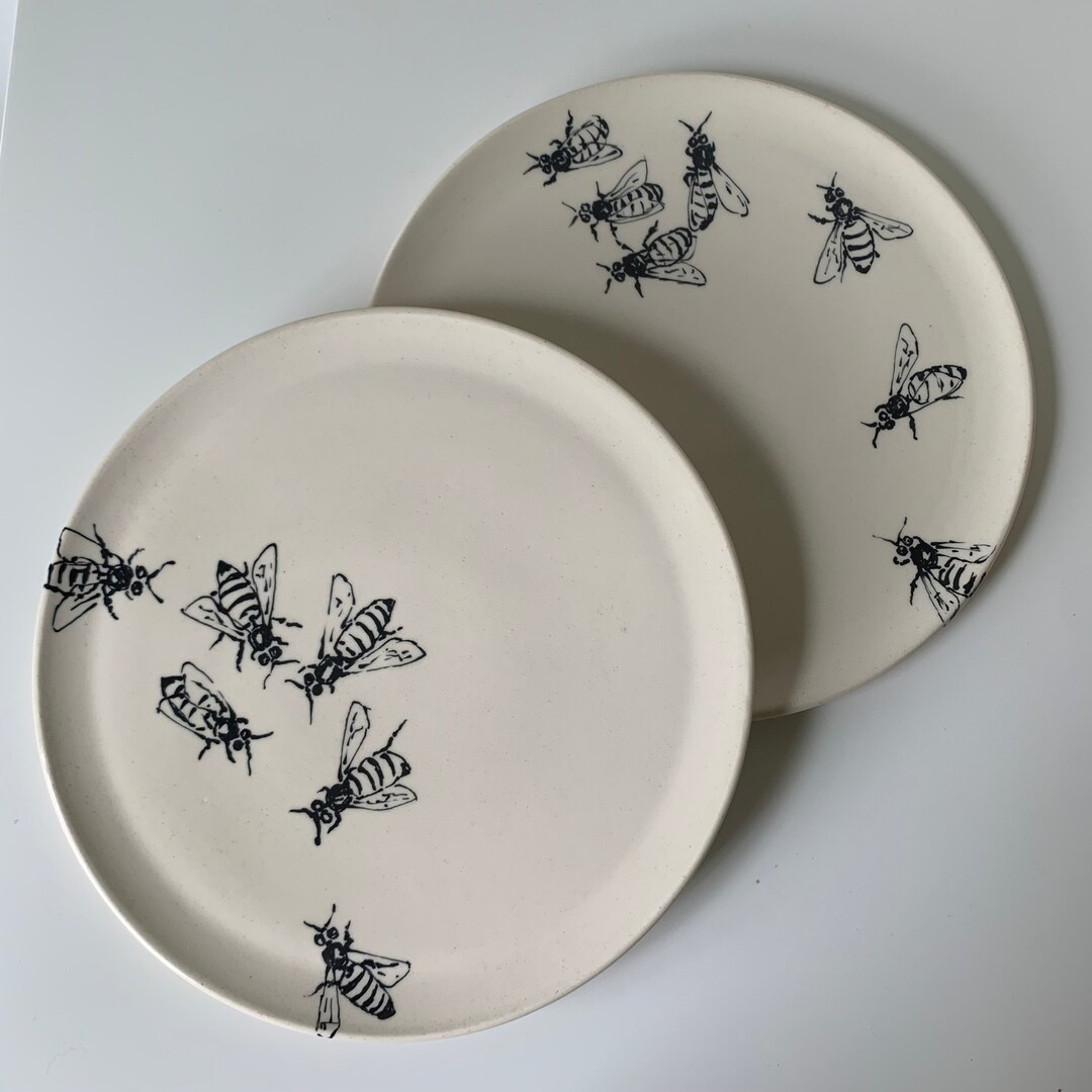 Large Handmade Ceramic Plate With Bees - Etsy