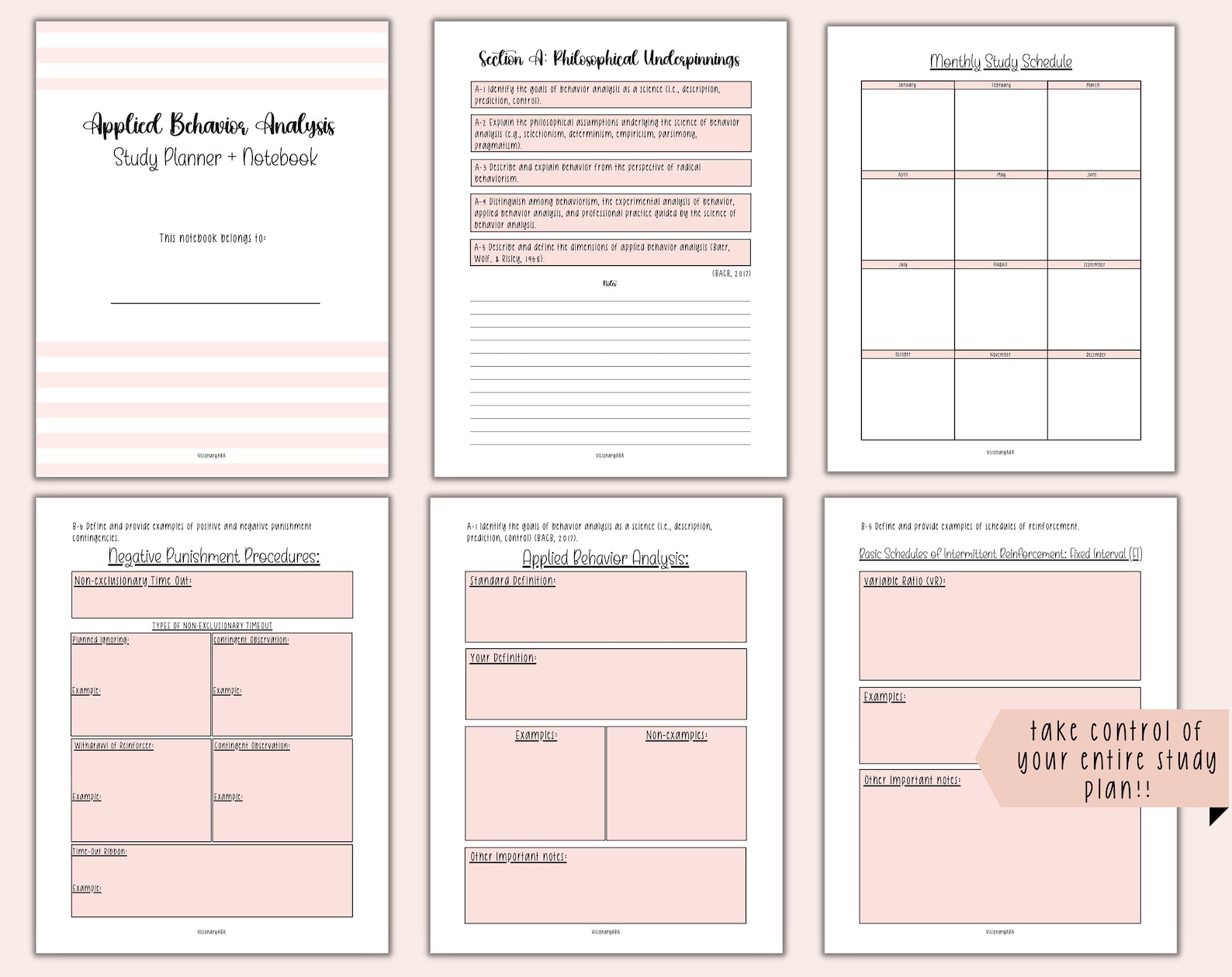 Printable BCBA Study Notebook and Planner BCBA Notebook Study Prep for ...
