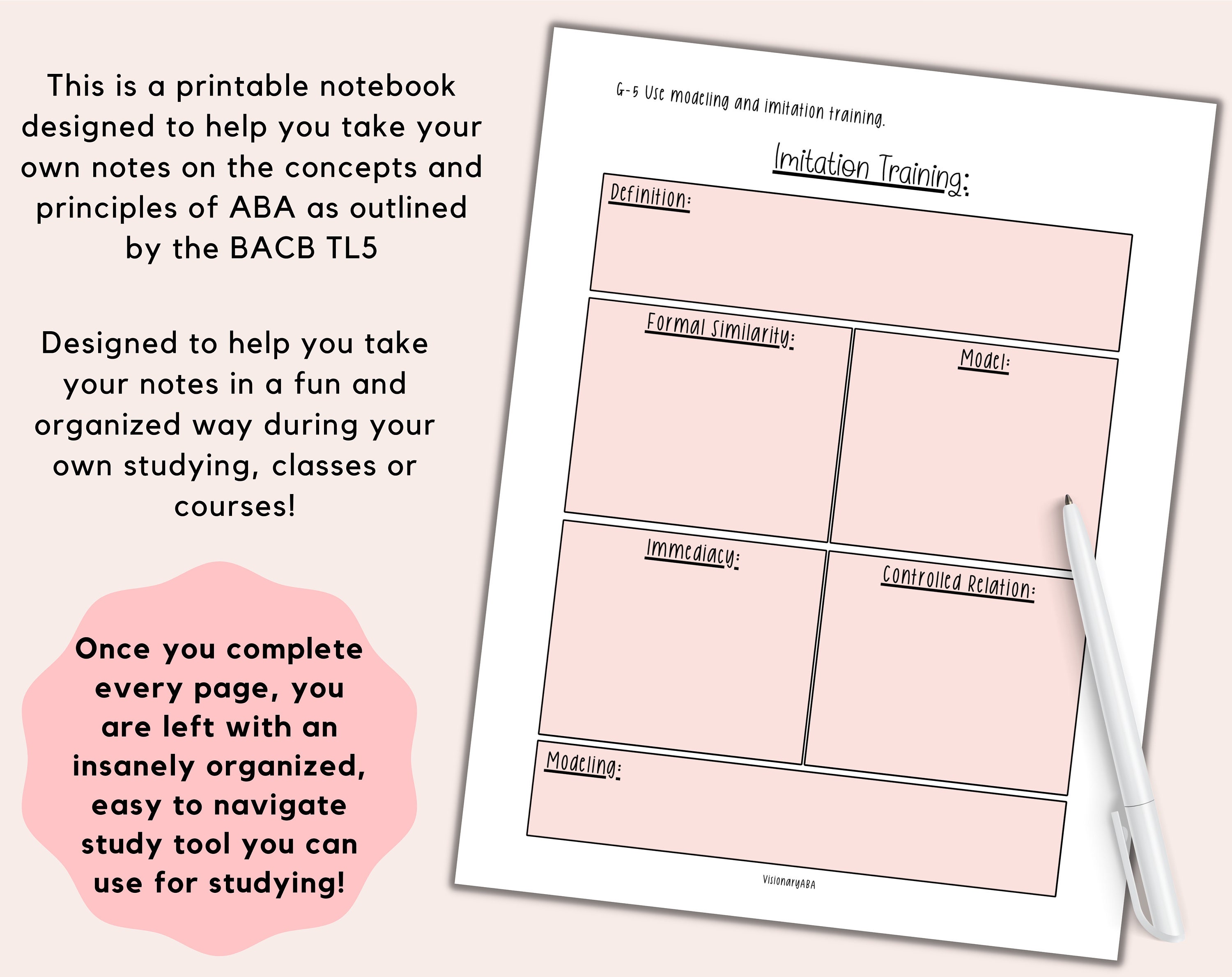 Printable BCBA Study Notebook and Planner BCBA Notebook - Etsy