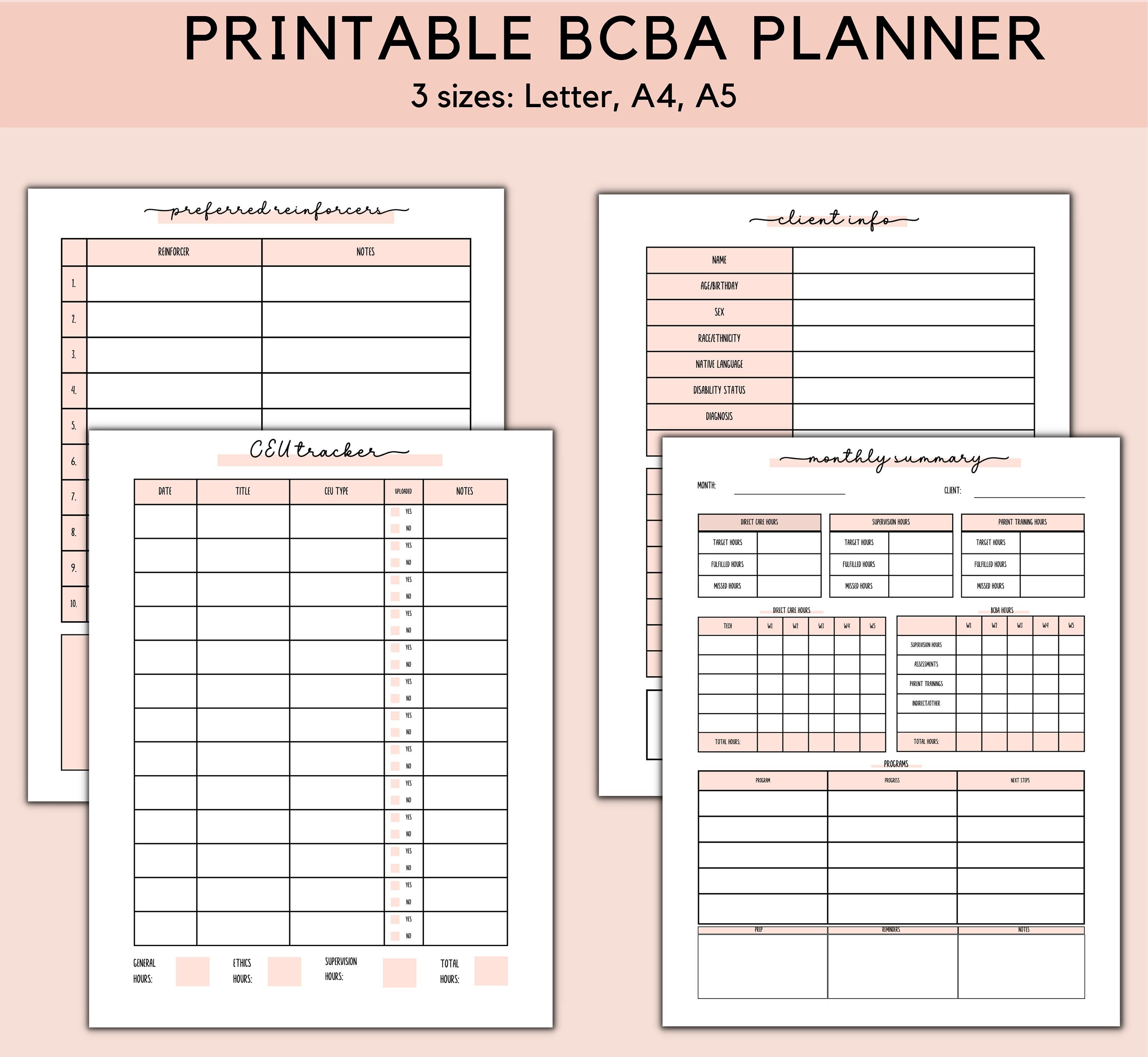 Printable BCBA Planner BCBA Notebook BCBA Data Notebook - Etsy