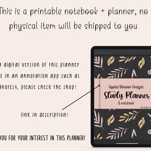 Printable BCBA Study Notebook and Planner | BCBA Notebook | Study Prep ...