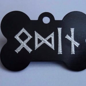 ODIN Runes Dog Tag 38mm Bone Shape Personalised With Your Details on ...