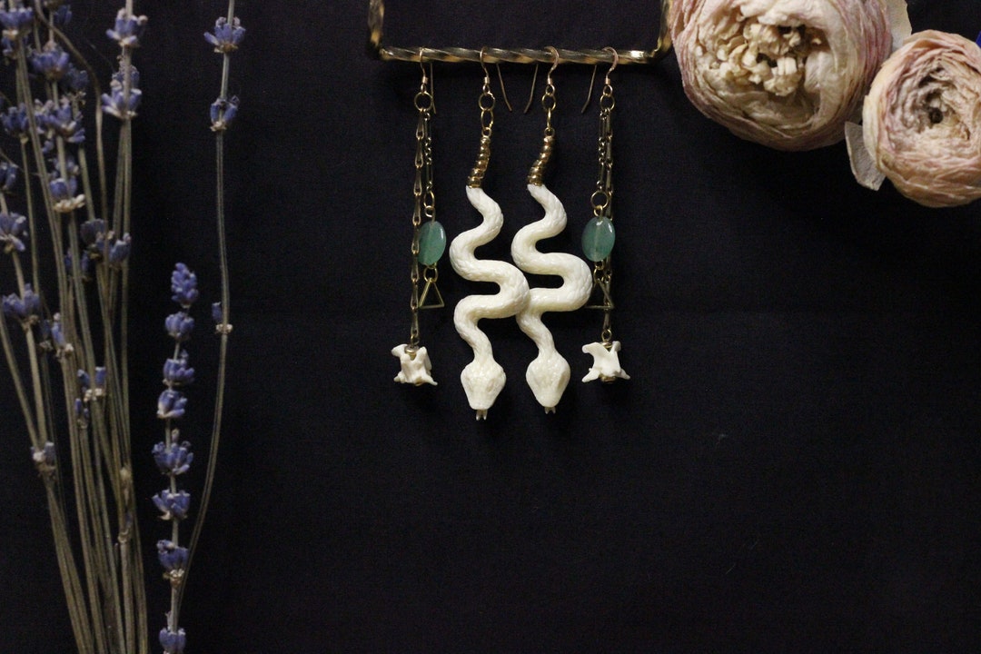 Dangling Snake Bone Earring Set - Etsy