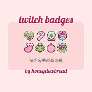 Christmas Badges - Pastel Pink | Pixel Art Twitch Sub/bit Badges - Etsy