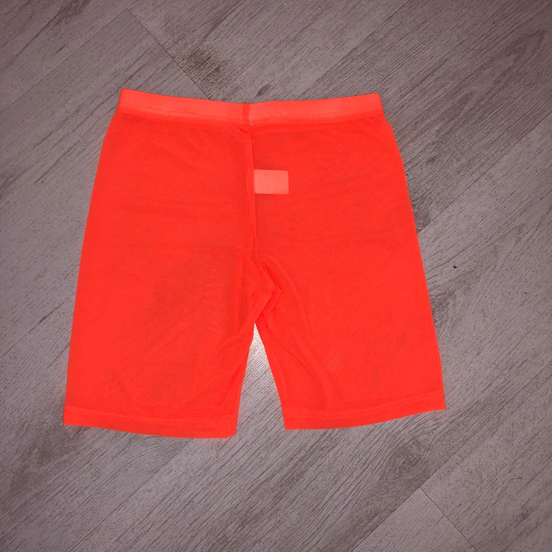 Orange Festival Mesh Shorts See Through Shorts Festival Outfit Rave ...