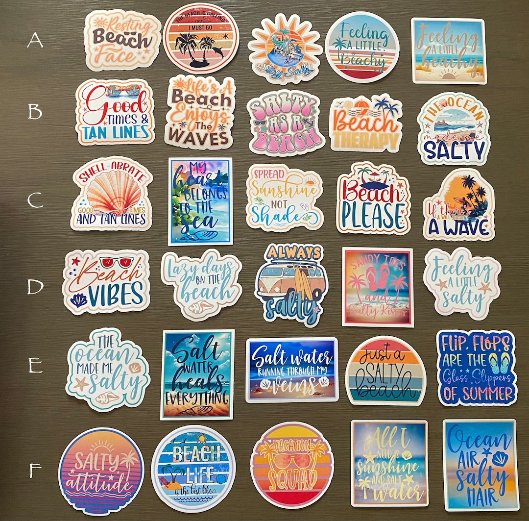 BEACH Stickers Custom Stickers Water Bottle Sticker Laptop - Etsy