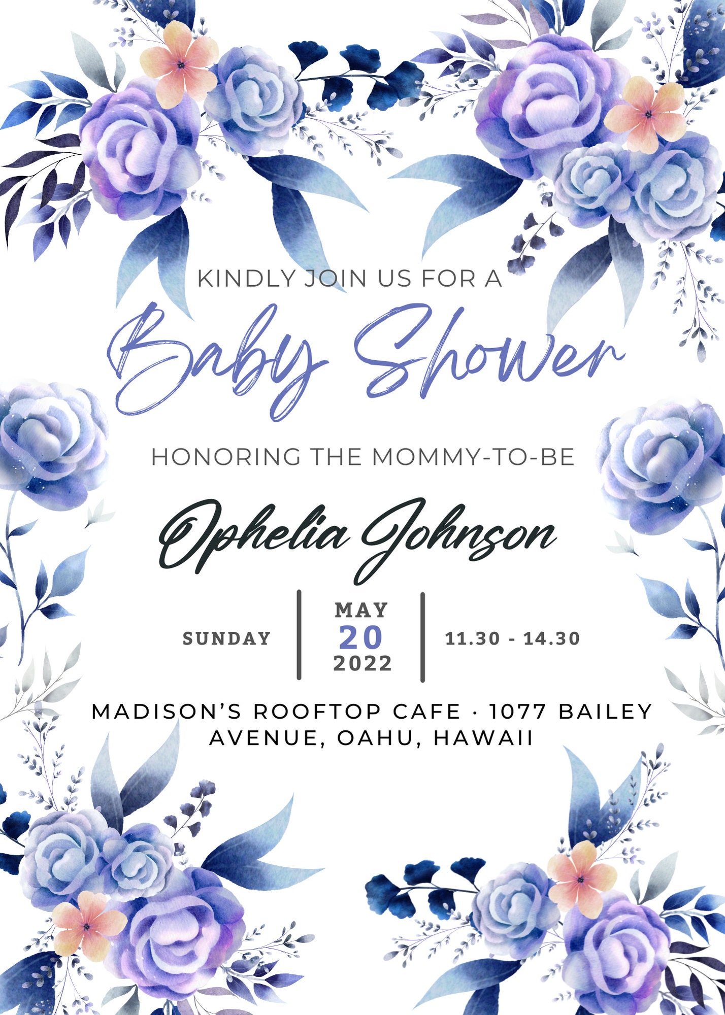 Purple Baby Shower Invitation Printable, Digital Download, Printable Baby Shower Invite, Gender ...