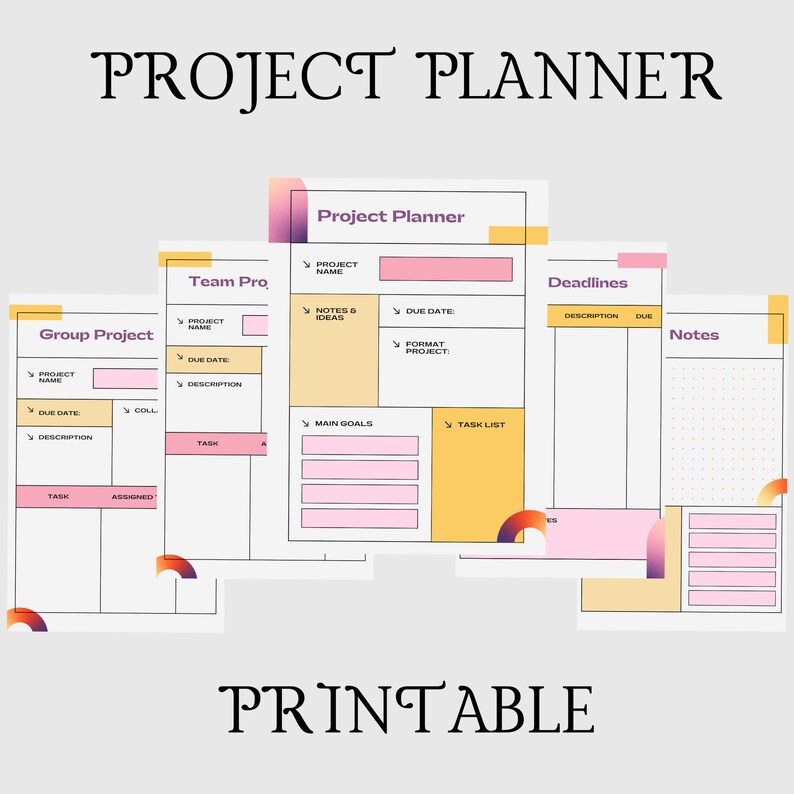 A4 A5 Project Planner, Group Team Project Management Deadlines ...