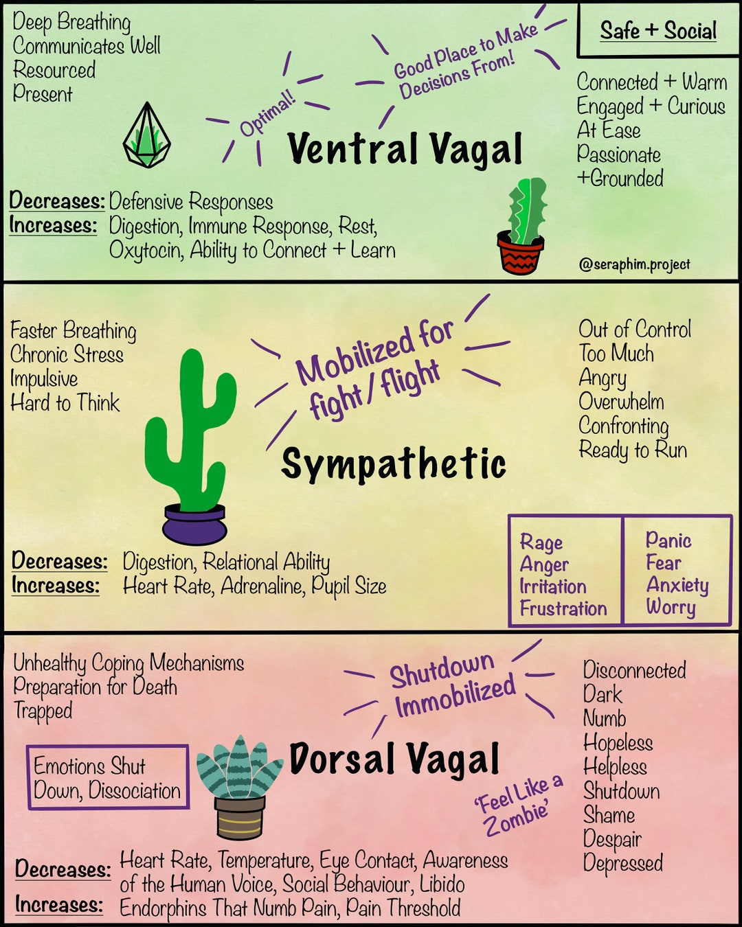 Polyvagal Theory, Nervous System States Reference Sheet, Therapy ...
