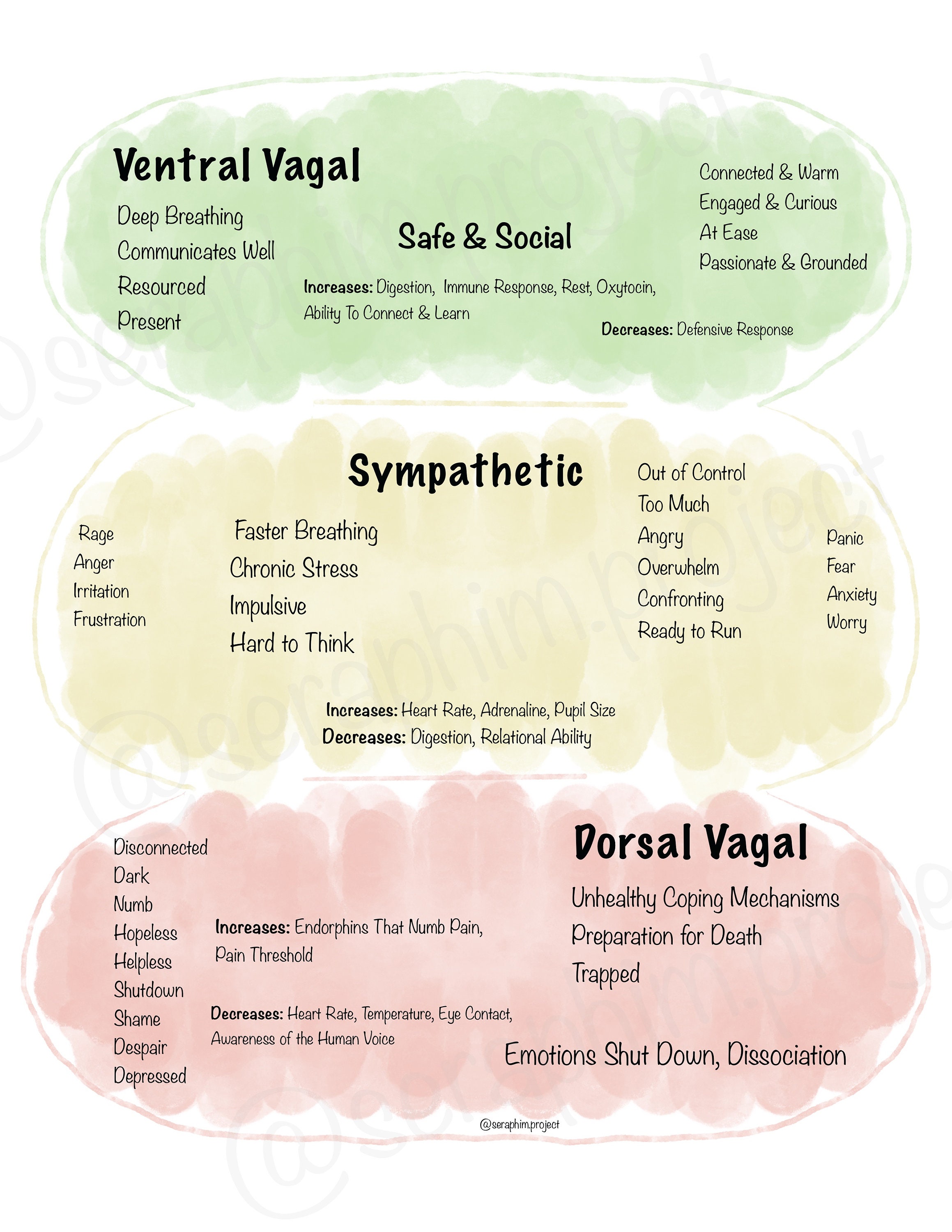 Polyvagal Nervous System States Reference Sheet - Soft Watercolor - Etsy
