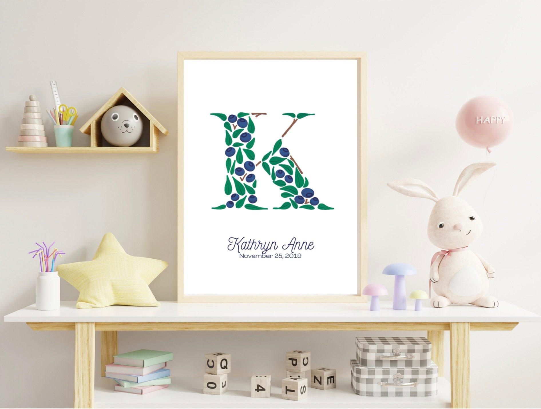 Drawing & Illustration New Baby Gift Personalized Name Art Digital ...