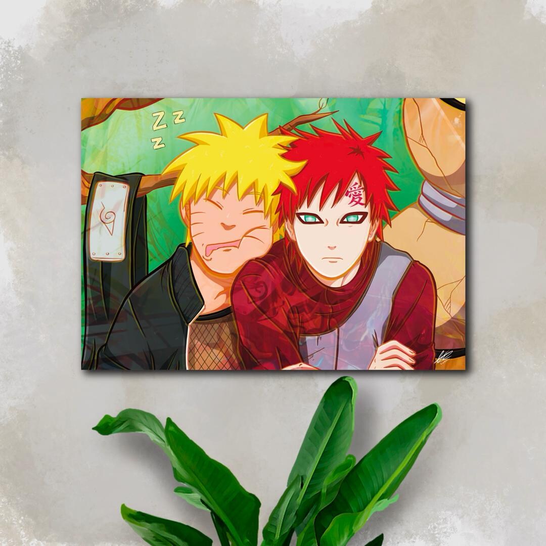 Naruto and Gaara Artwork Iconic Anime Duo Wall Art Print Ninja ...