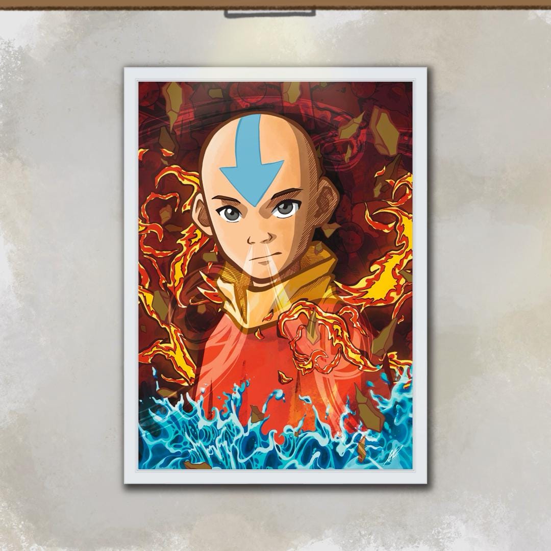 Aang Avatar the Last Airbender Artwork Elemental Bending Fan Art Print ...