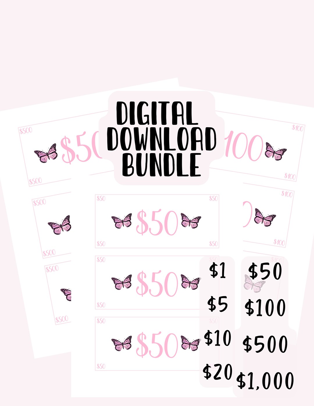 Money Placeholder Bundle, DIGITAL DOWNLOAD, Fake Money for Budgeting ...