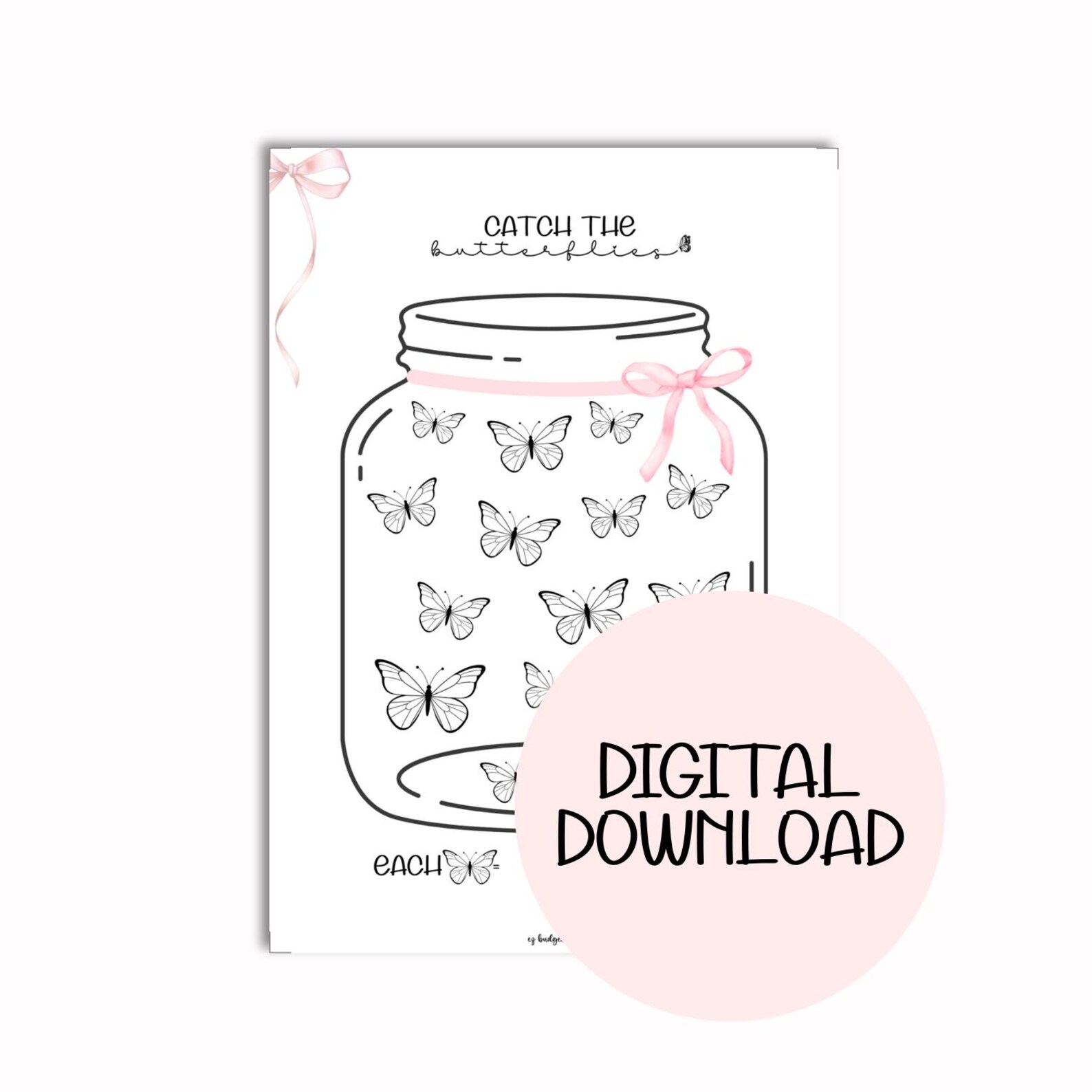 A5 Planner Inserts, A5 Printable Catch the Butterflies Savings Tracker ...