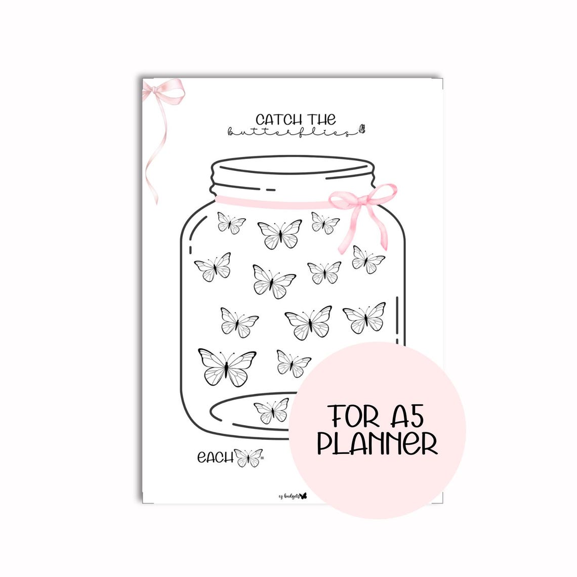 A5 Printable Catch the Butterflies Savings Tracker, Digital Download - Etsy