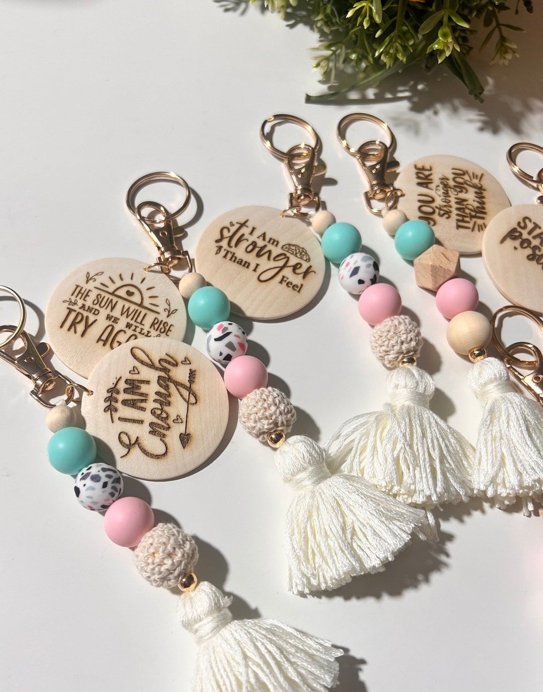 Engraved Tassel Keychain, Personalized Keychain, Small Gift Keychain ...
