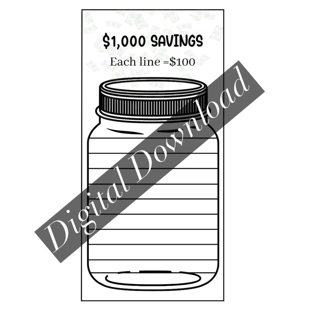 1000 Jar Savings Challenge, 1k Savings Challenge, Printable Savings ...