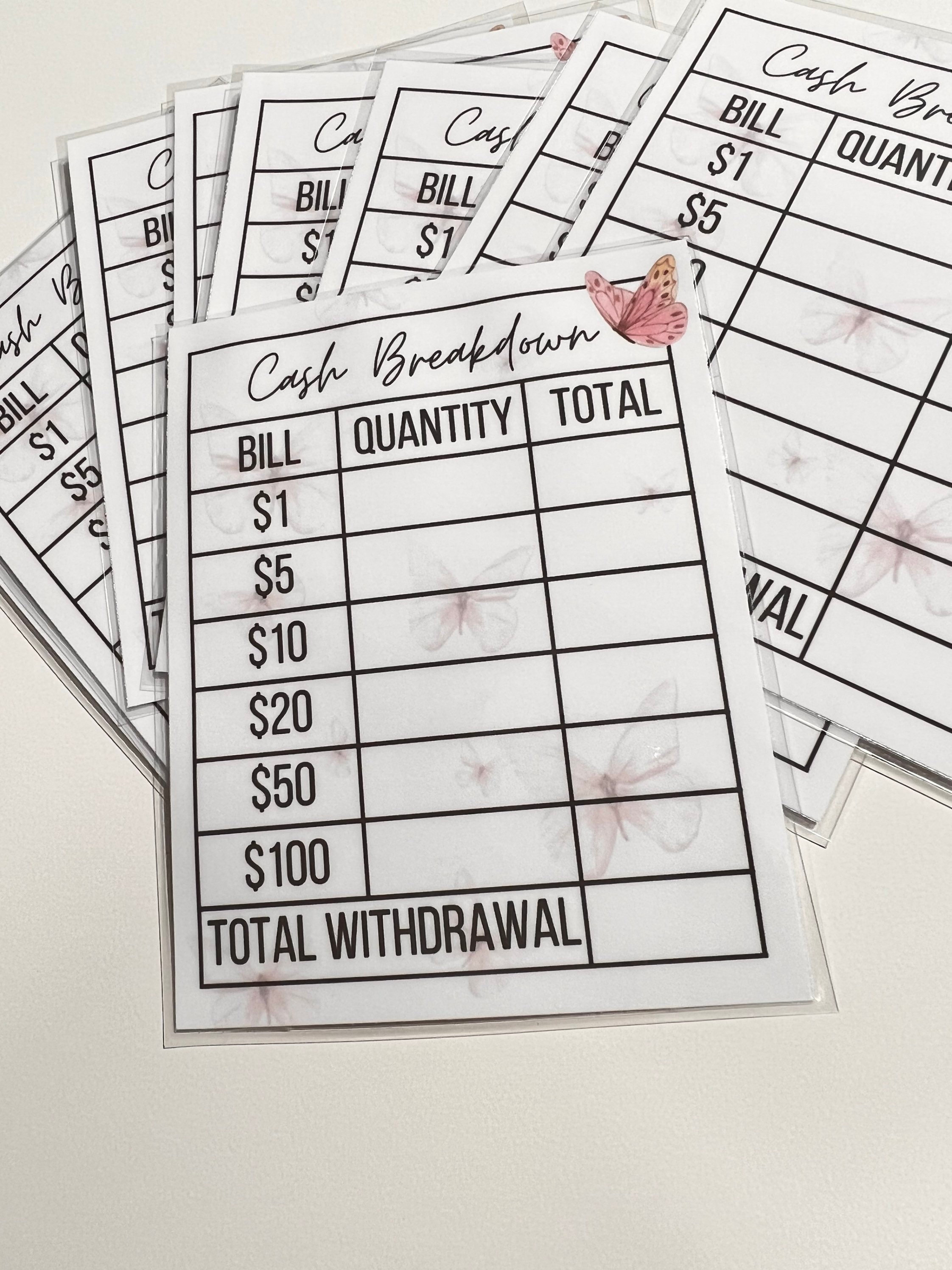 Butterfly Bank Teller Slip, DIGITAL DOWNLOAD, Bank Slip, PRINTABLE Cash ...