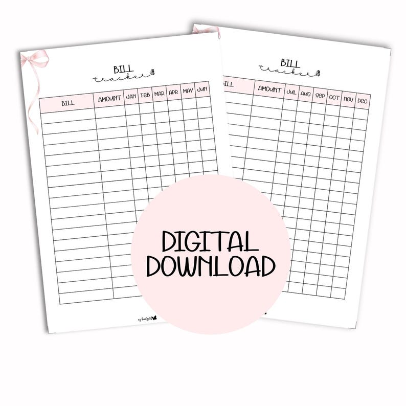A5 Printable Bill Tracker, Digital Download - Etsy