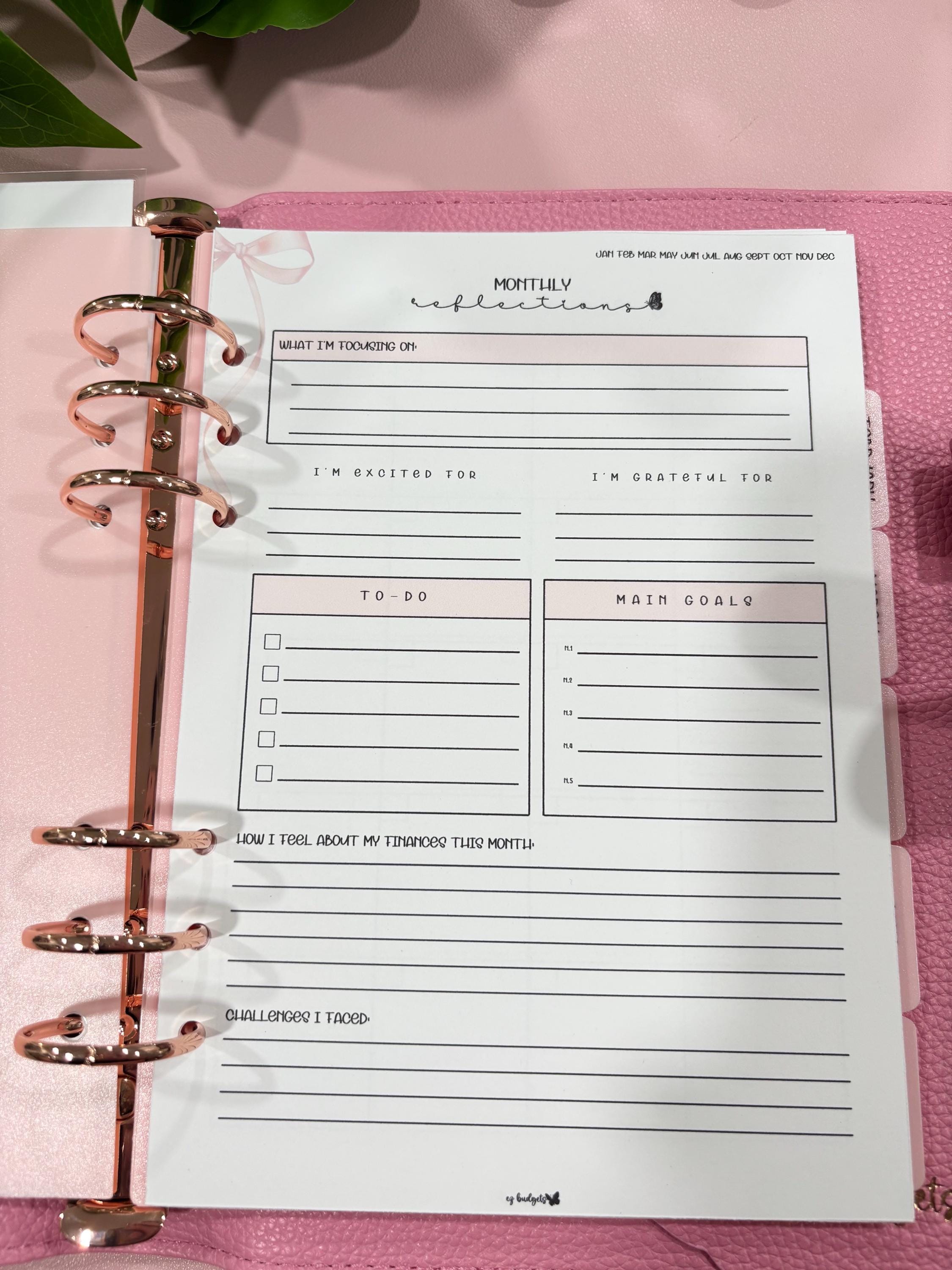 A5 Monthly Overview + Monthly Reflections, Laminated, Reusable, Budget ...