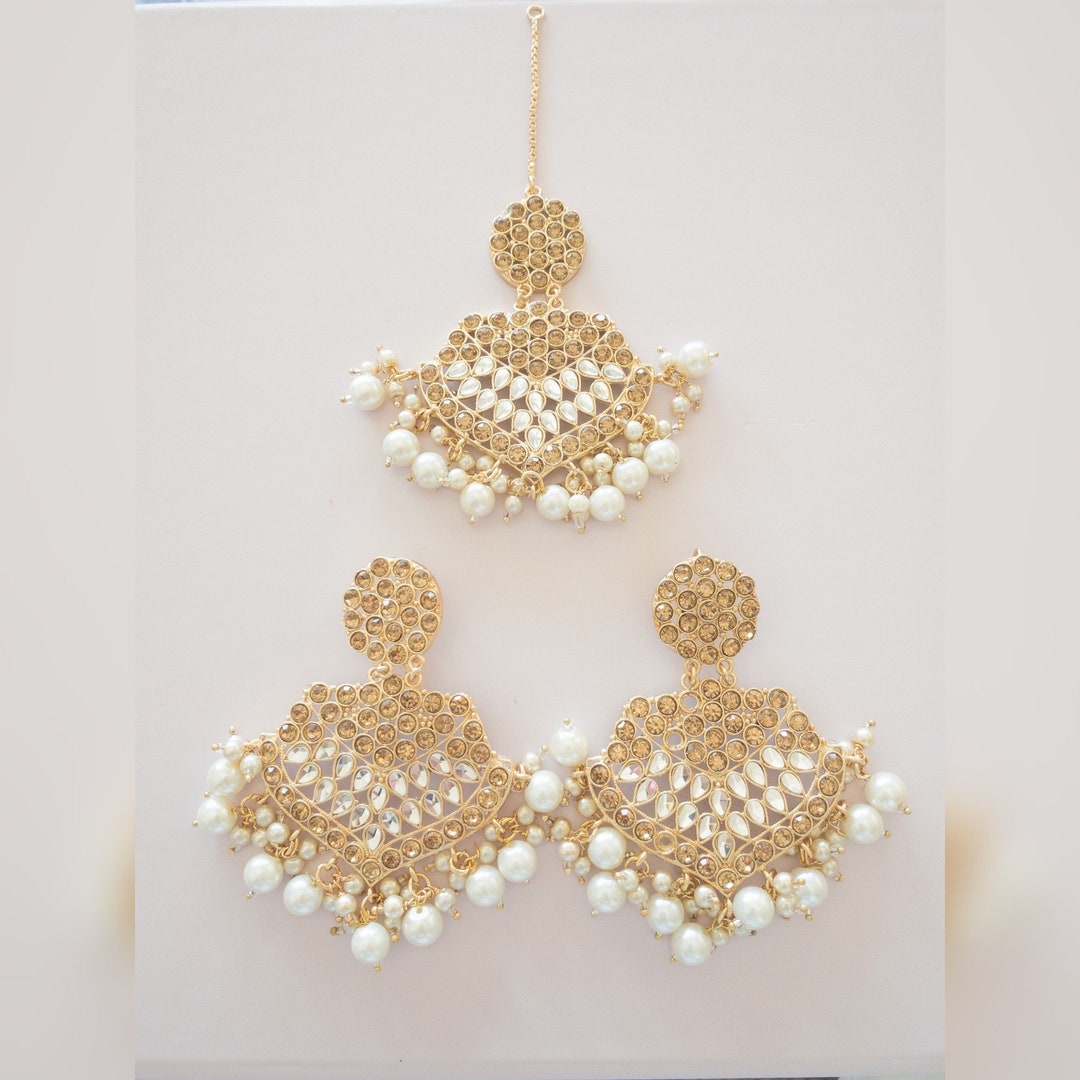 Traditional Pakistani/indian/punjabi Hand Crafted Gold Plated Earrings ...