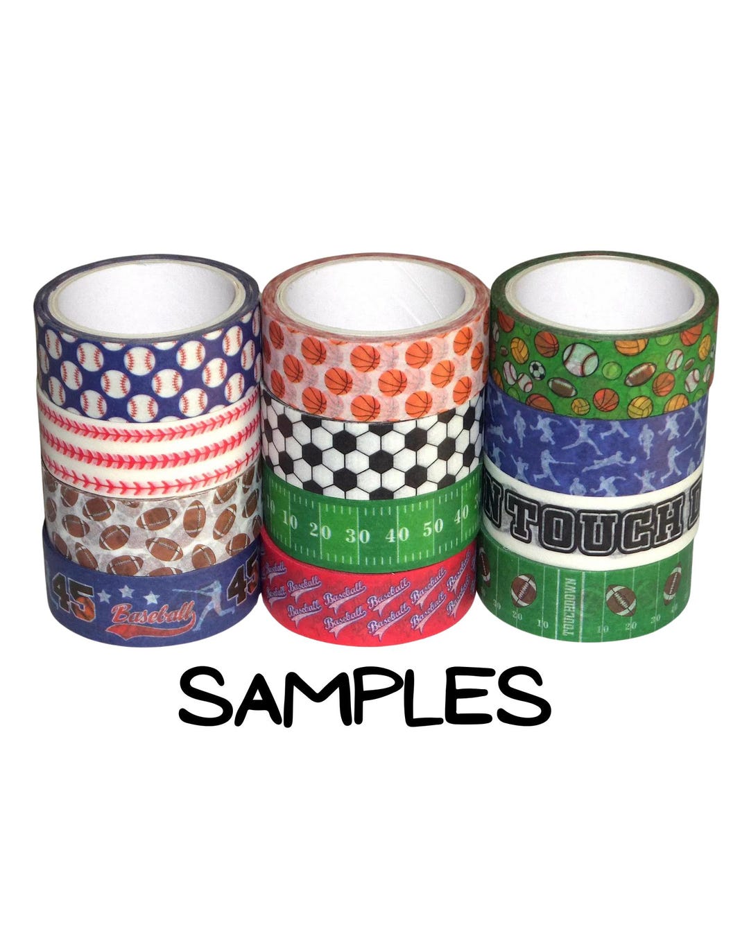 Football, Soccer, Basketball, Baseball, 24 Inch Washi Tape Samples ...