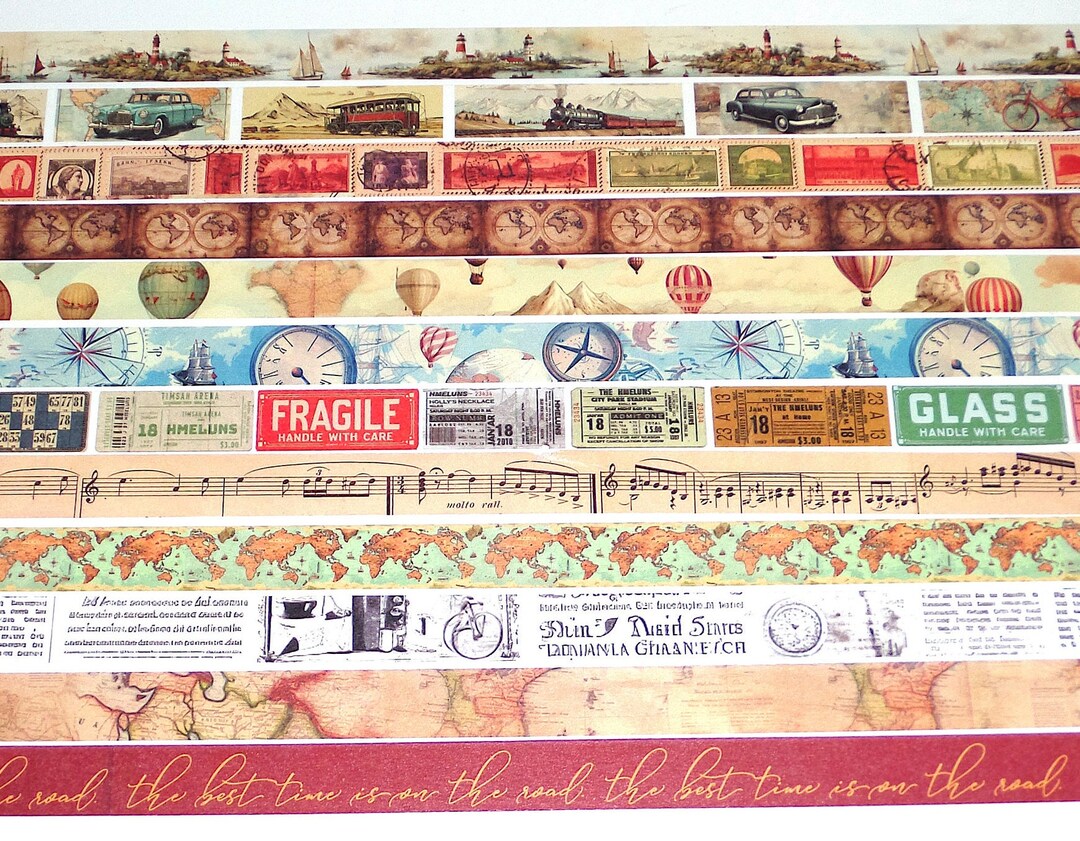 Travel, 24 Inch Washi Tape Samples, Embellishment Scrapbooking Planner ...