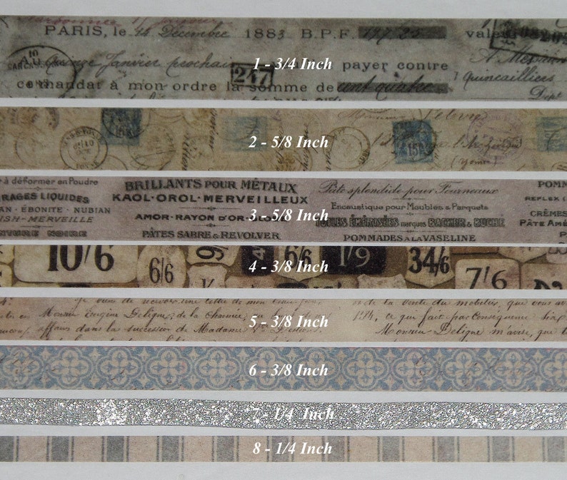French Vintage Inspired, 24 Inch Washi Tape Samples, Embellishment ...
