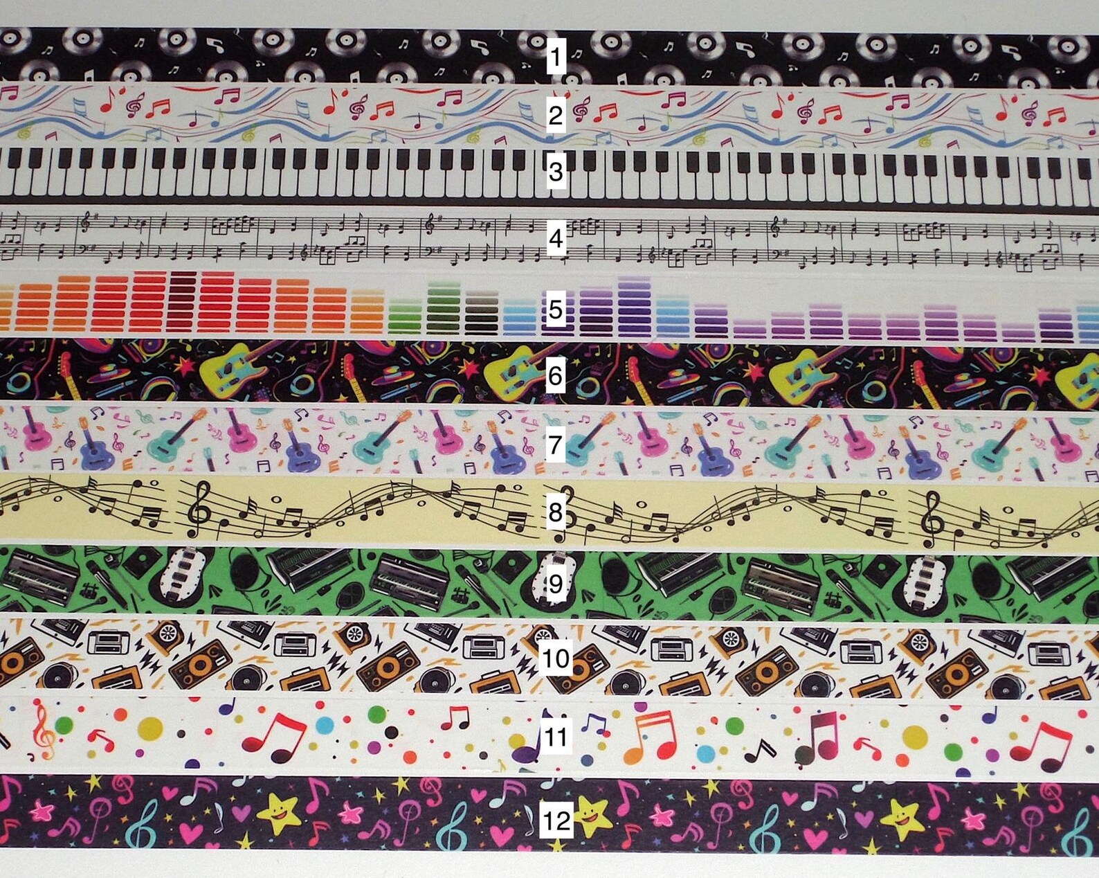 Music, 24 Inch Washi Tape Samples, Embellishment, Scrapbooking, Planner ...