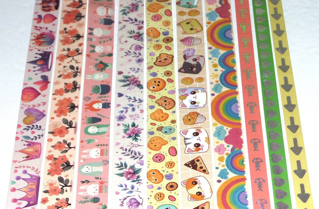 Kawaii, 24 Inch Washi Tape Samples, Embellishment Scrapbooking Planner ...