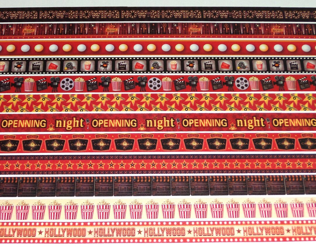Movie Theatre, 24 Inch Washi Tape Samples, Embellishment Scrapbooking ...
