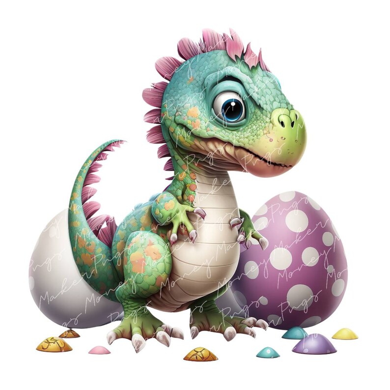 Easter Dinosaur PNG, Colorful Dino Instant Download, Trex Egg Hunt ...