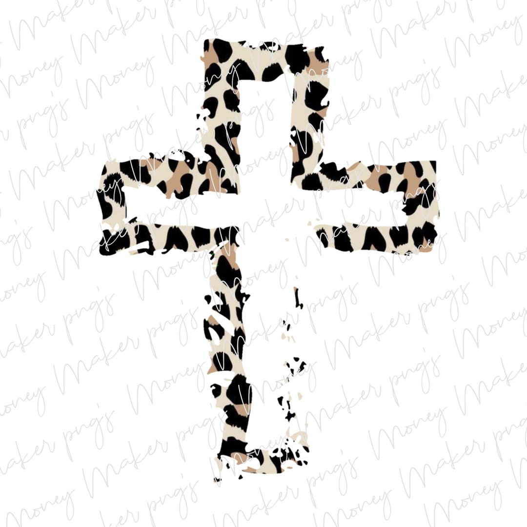 Distressed Leopard Cross PNG, Cheetah Cross PNG Print File for Print ...