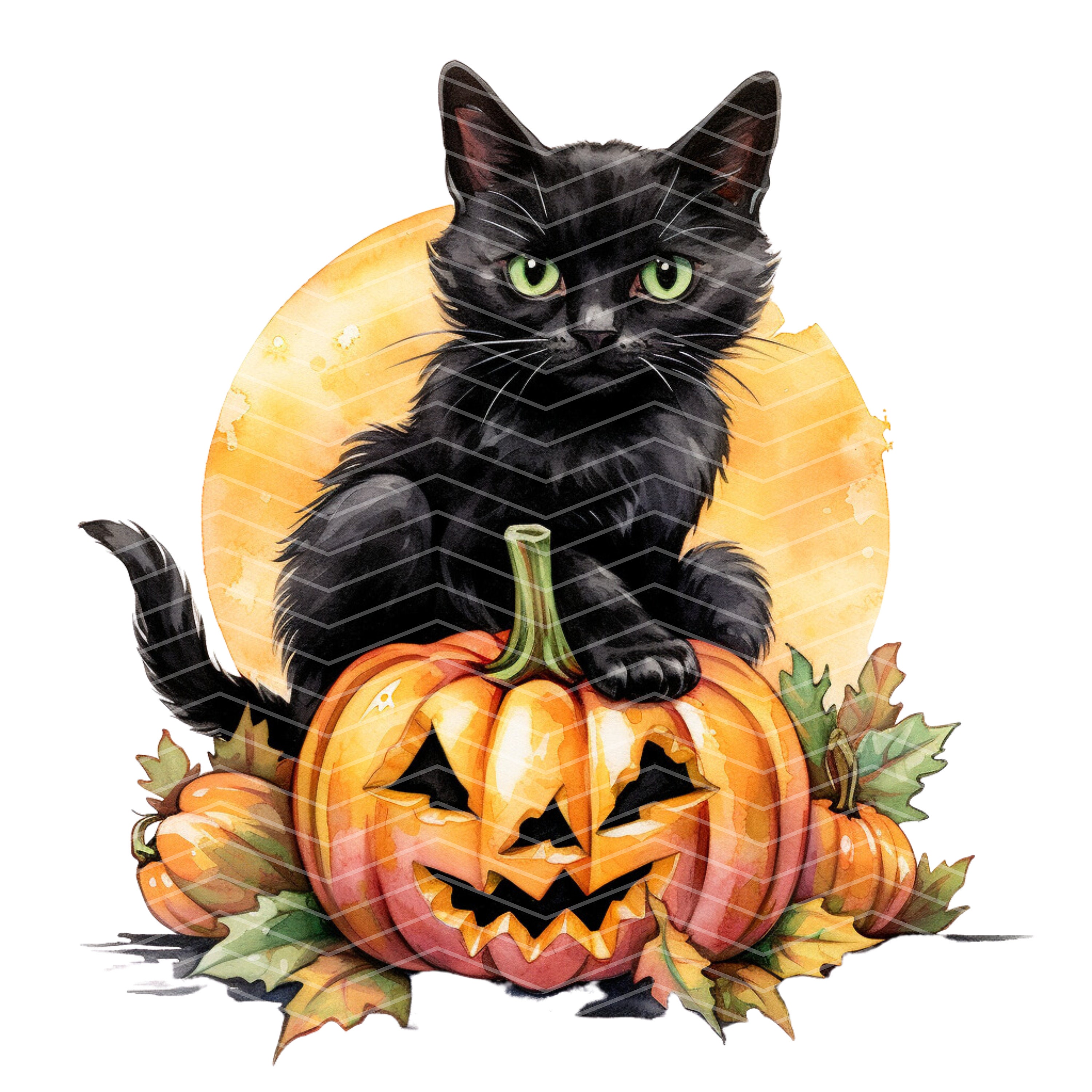 Vintage Black Cat Halloween Clipart PNG Bundle Cute Kitten & - Etsy