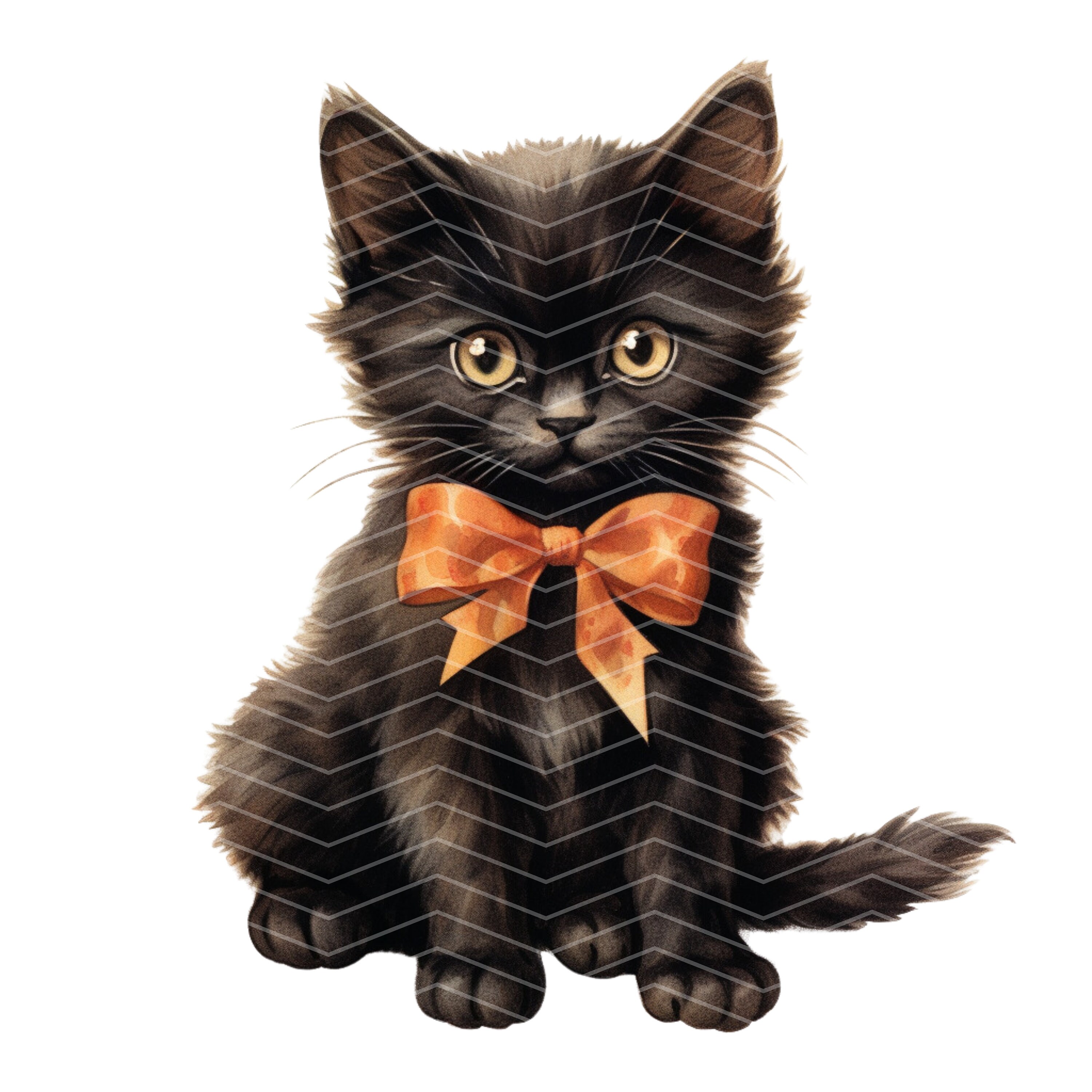 Vintage Black Cat Halloween Clipart PNG Bundle, Cute Kitten & Pumpkins ...