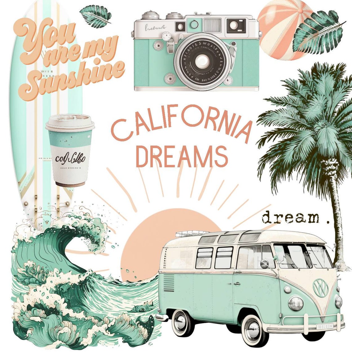 Summer Beach PNG, VSCO Watercolor Clipart, Cute Summer Vibes Graphics ...