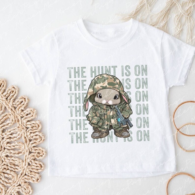 The Hunt is on PNG, Easter Egg Hunt Bunny in Camo, Camouflage Hunting ...