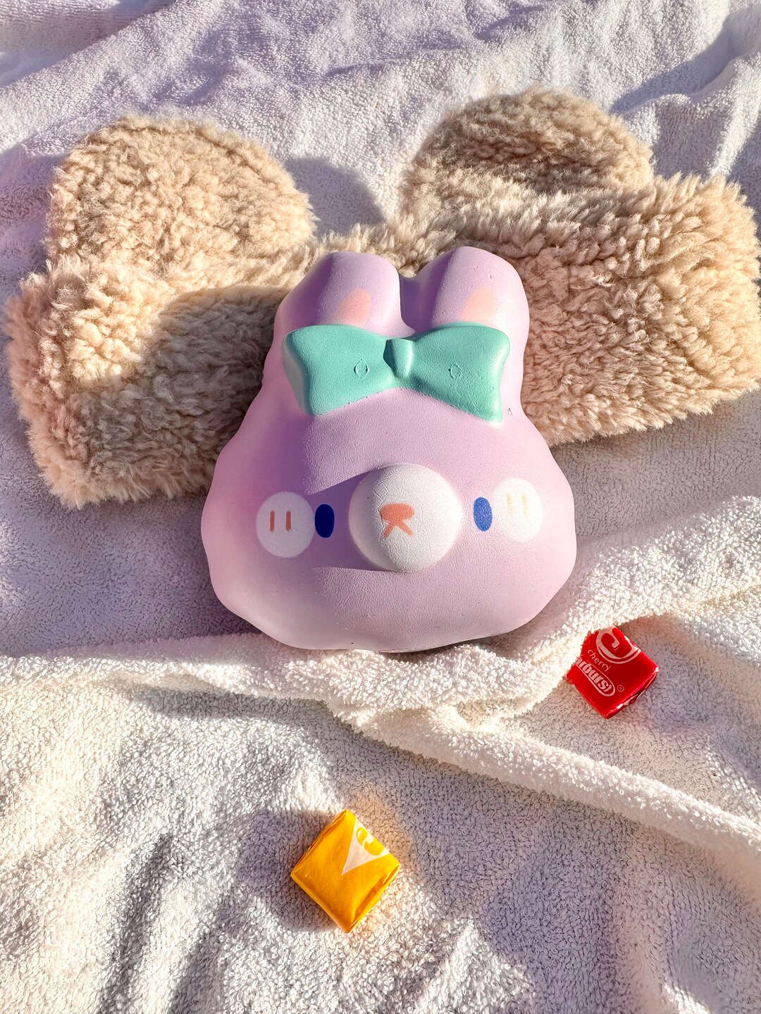 Kawaii Squishy Light Purple Bunny Fidget Toy Stress Reliever for All ...